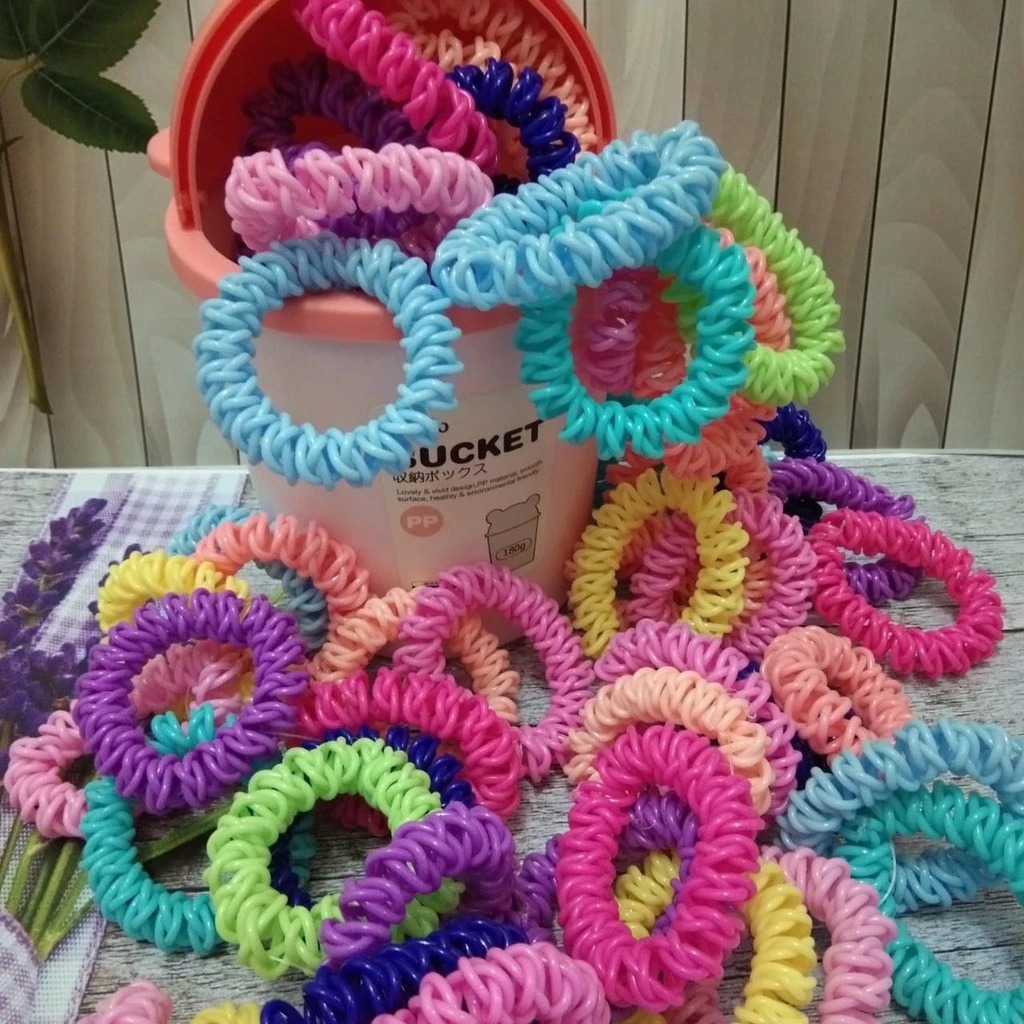 Jual DEOSOFFICAL- IKAT RAMBUT CANDY SPIRAL KABEL WARNA WARNI / SPIRAL ...