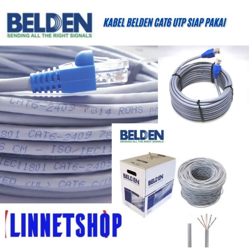 Jual Kabel Lan Belden Cat 6 USA 40 meter Siap Pakai / 40 meter UTP cat 6 - Warna Abu-abu-LN ...