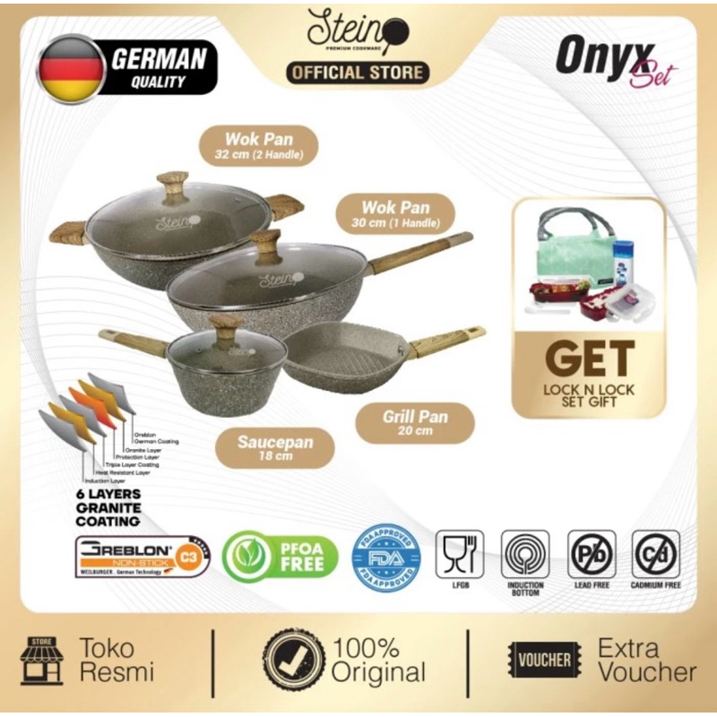 Jual PAKET ONYX GRANITE SERIES WOK GERMAN GREBLON STEINCOOKWARE ...