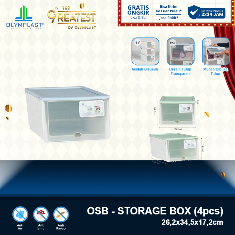 Jual Olymplast OSB Box Plastik / Rak Susun / Kotak Penyimpanan 4 Pcs ...