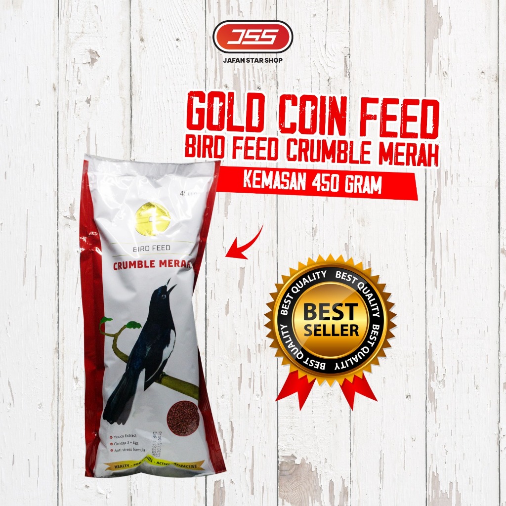 Jual Gold Coin Crumble Merah 450 gr Pakan Burung Anis, Murai, Cucak Ijo ...