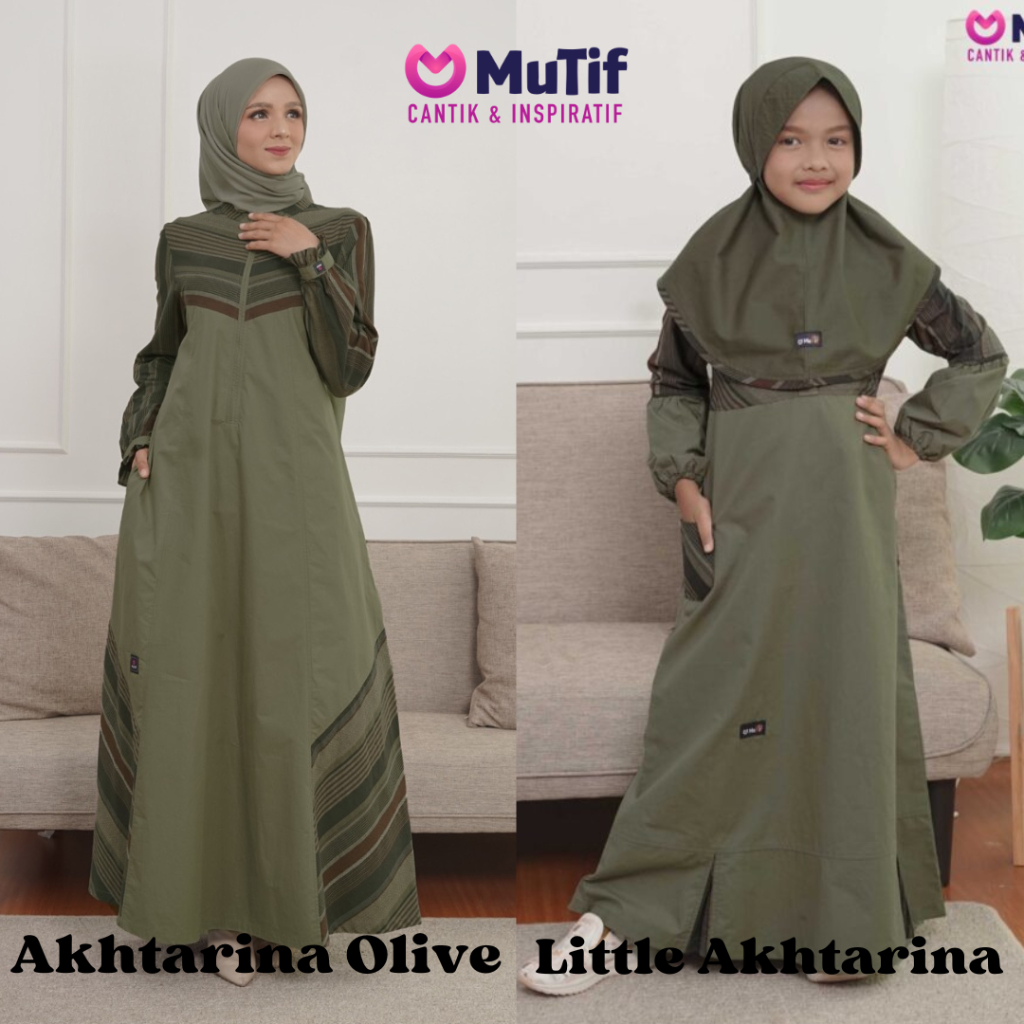 Jual Mutif Baju Gamis Dewasa Anak Terbaru Couple Akhtarina Dress Olive ...