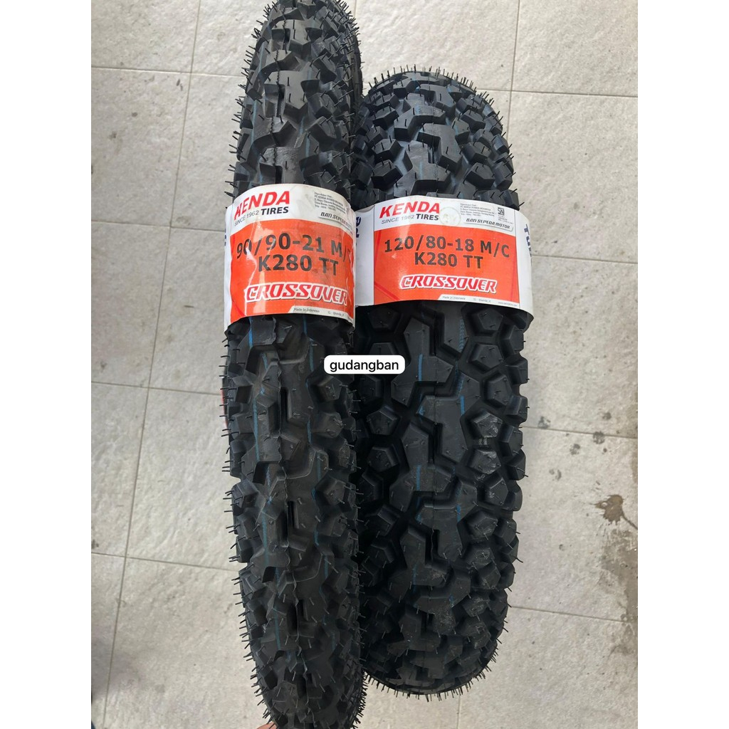 Jual ( PAKET 2 BAN ) Ban KENDA K280 90 90 21 dan 120 80 18 Dual Purpose ...