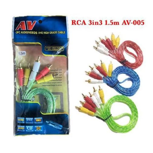 Jual Kabel AUX AV Video RCA 3in3 / Kabel Audio 3in3 / Kabel AV Video ...