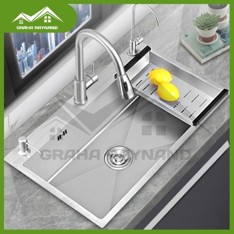 Jual Paket Kitchen Sink 1 Lubang Silver Edition | Ukuran 68 cm × 45 cm ...