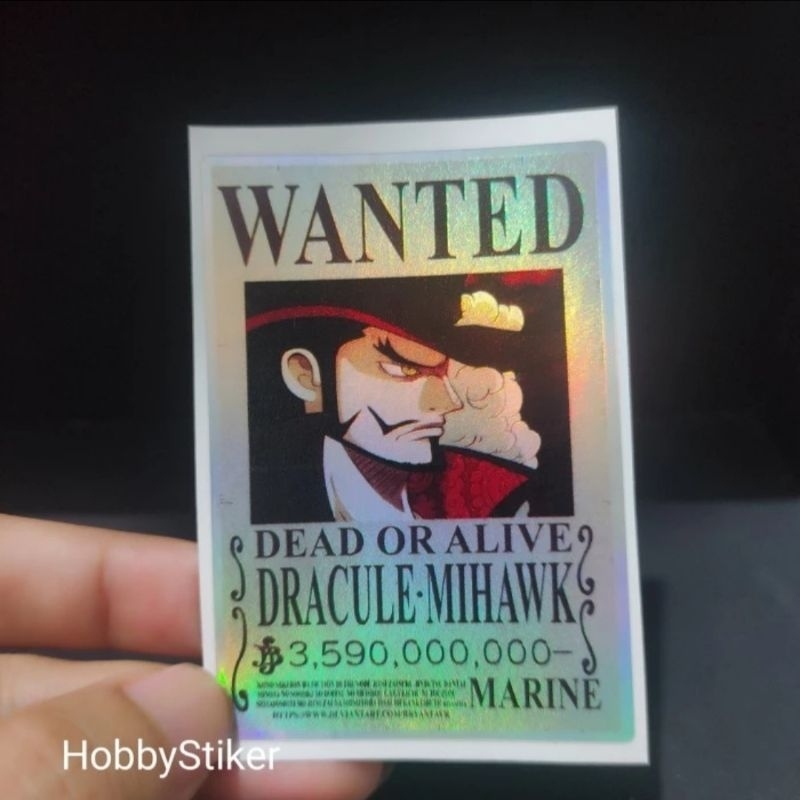 Jual Stiker anime bounty one piece premium chrome - Dracule mihawk ...