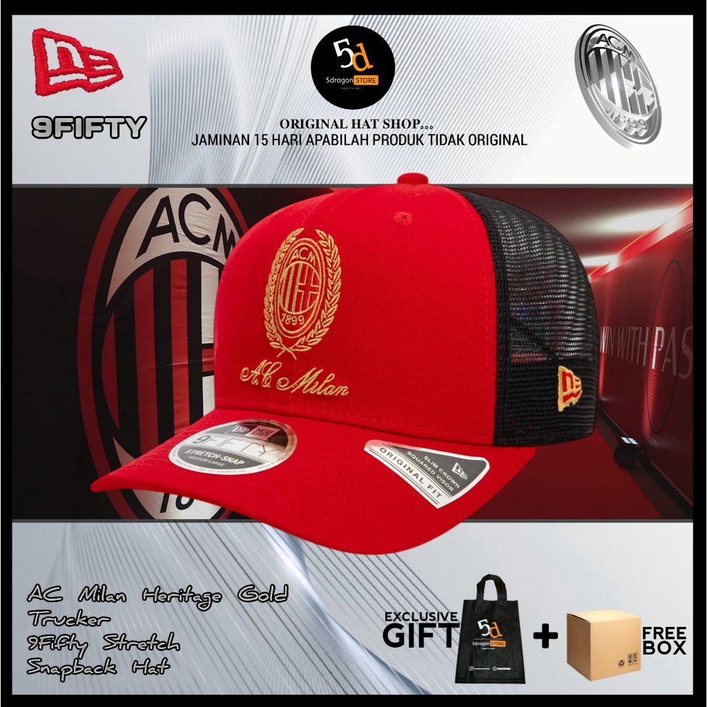 Jual TOPI NEW ERA ORIGINAL 9FIFTY STRETCH AC MILAN HERITAGE GOLD ...