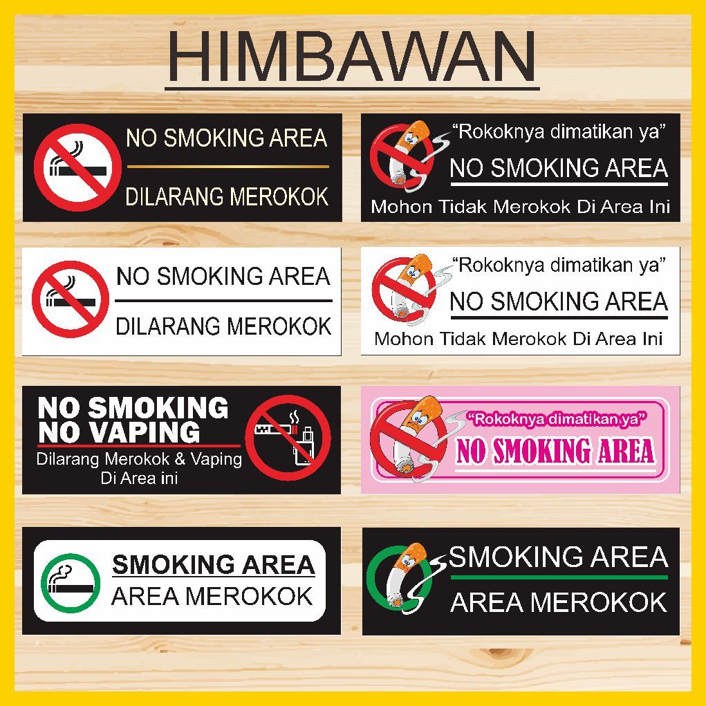 Jual no smoking sign peringatan dilarang merokok ukuran mini | Shopee ...