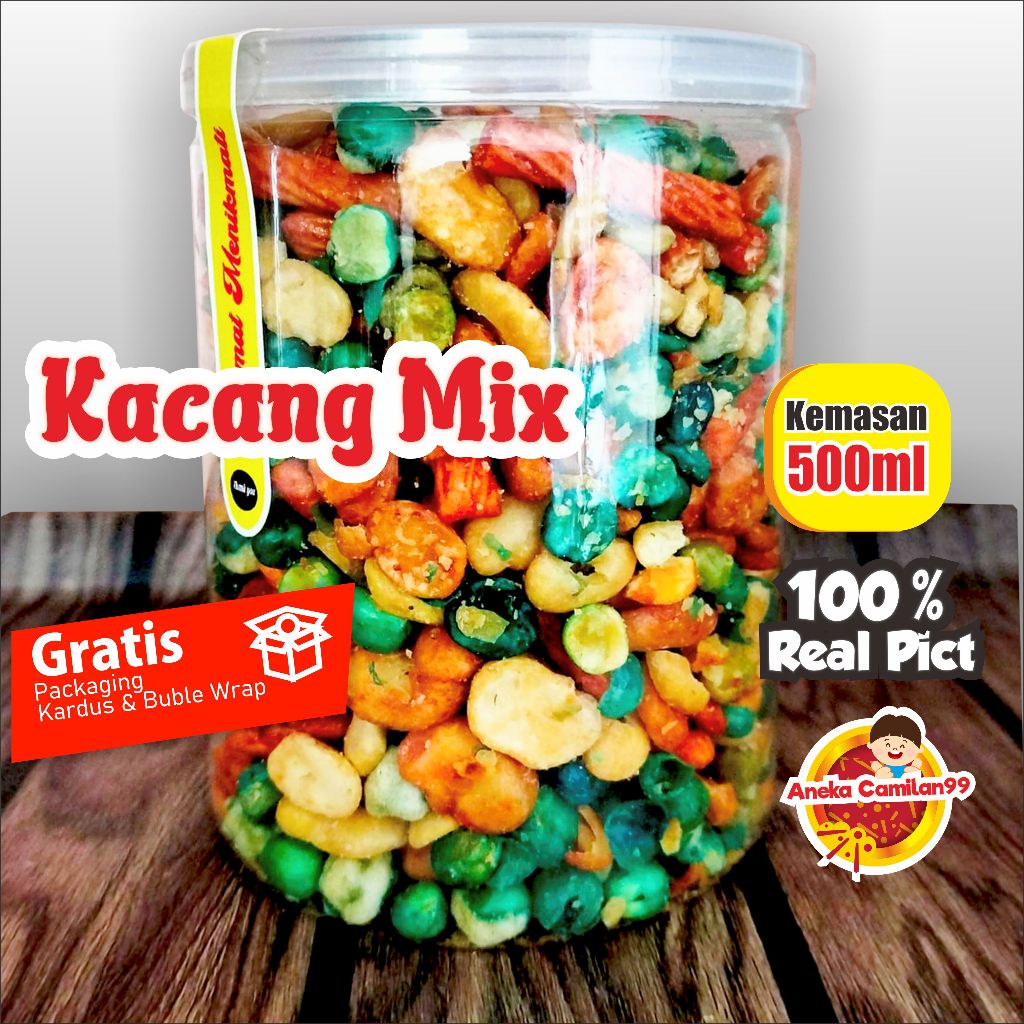 Jual kacang mix kacang campur kemasan toples 500ml | Shopee Indonesia