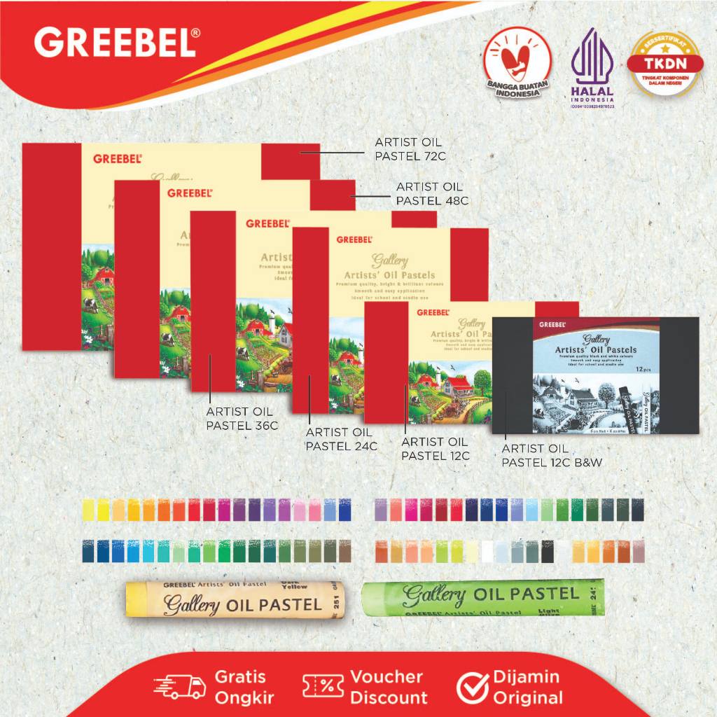 Jual GREEBEL Crayon Krayon ARTIST Oil Pastel 12 24 36 48 72 Warna ...