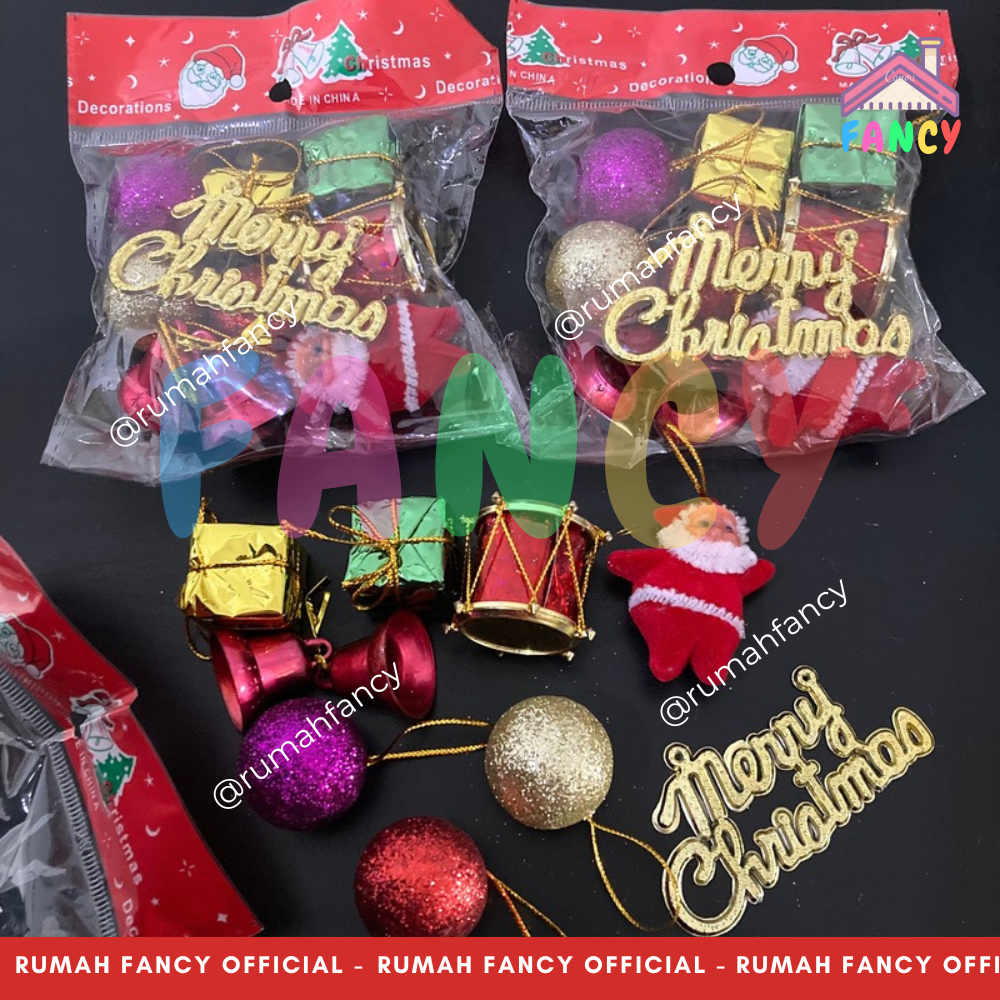Jual [1 SET ISI 10 PCS] Gantungan Hiasan Santa Claus Natal Kado Lonceng ...