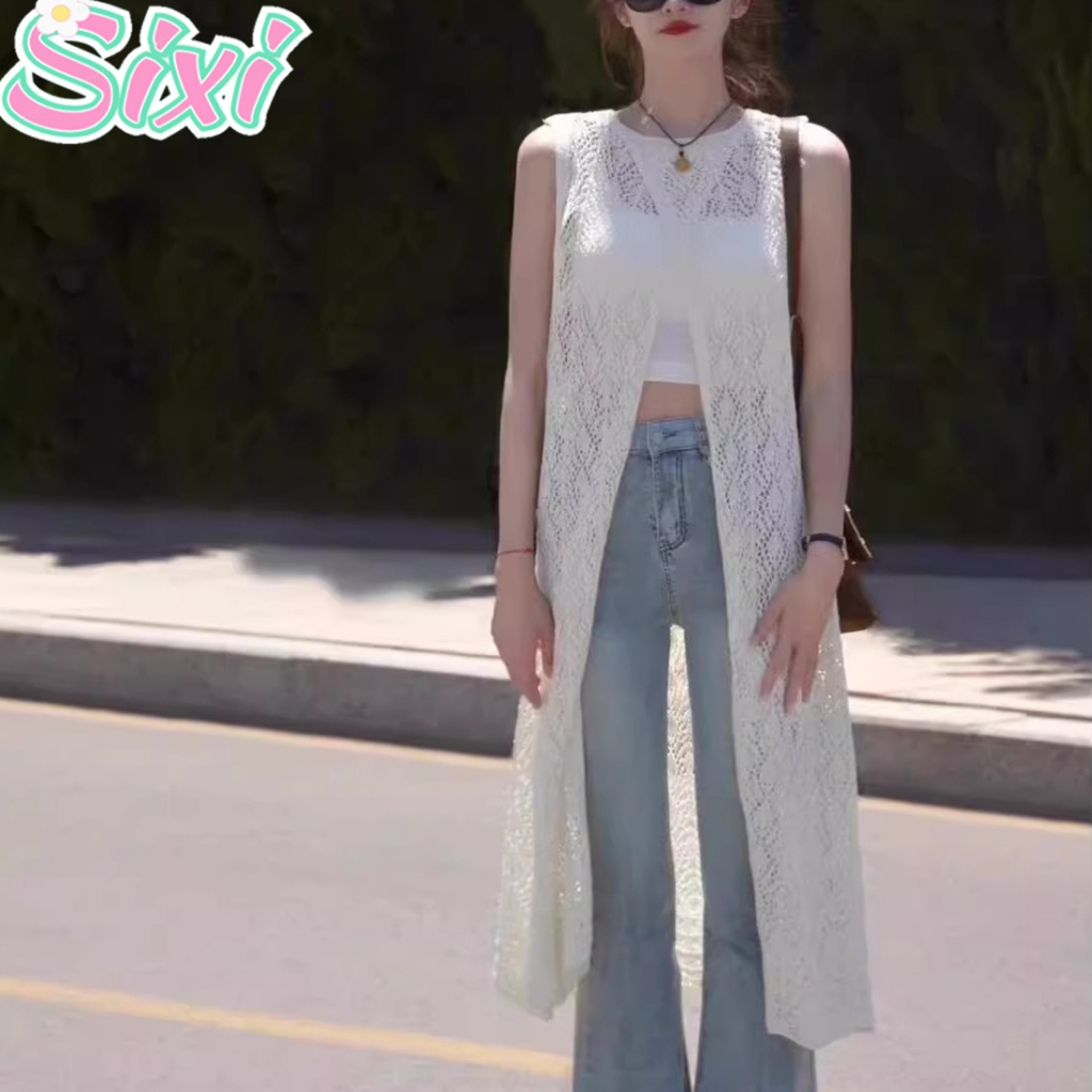 Jual SIXI Desain Gaun Rompi Rajutan Blus Berlapis Khusus Dengan Rok ...