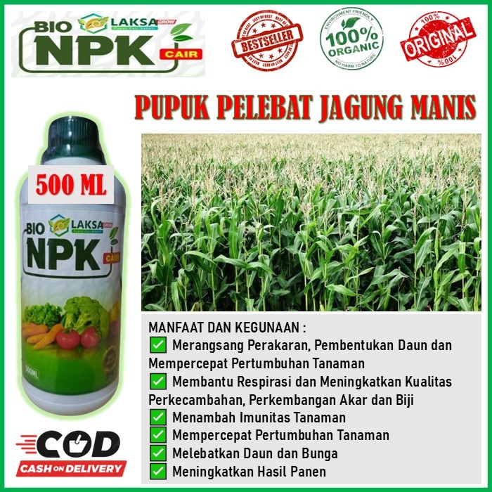 Jual BIO NPK CAIR LAKSA GROW Pupuk Pelebat jagung manis AMPUH - Pupuk Kalsium jagung manis ...