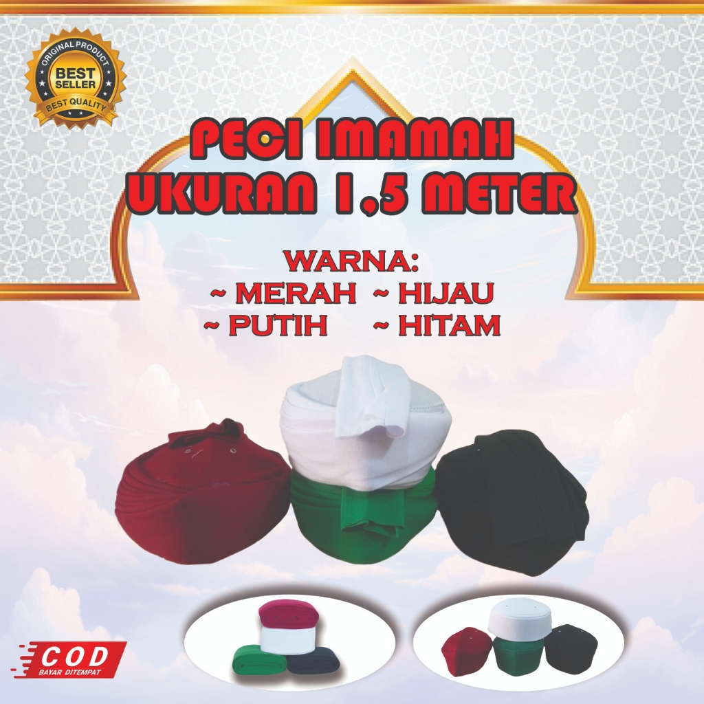 Jual PECI IMAMAH PERMANEN PANJANG 1,5 METER SORBAN IMAMAH INSTAN ...