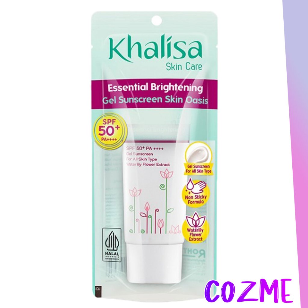 Jual KHALISA Essential Brightening Gel Sunscreen Skin Oasis SPF 50+ PA++++ 40gr | Shopee Indonesia