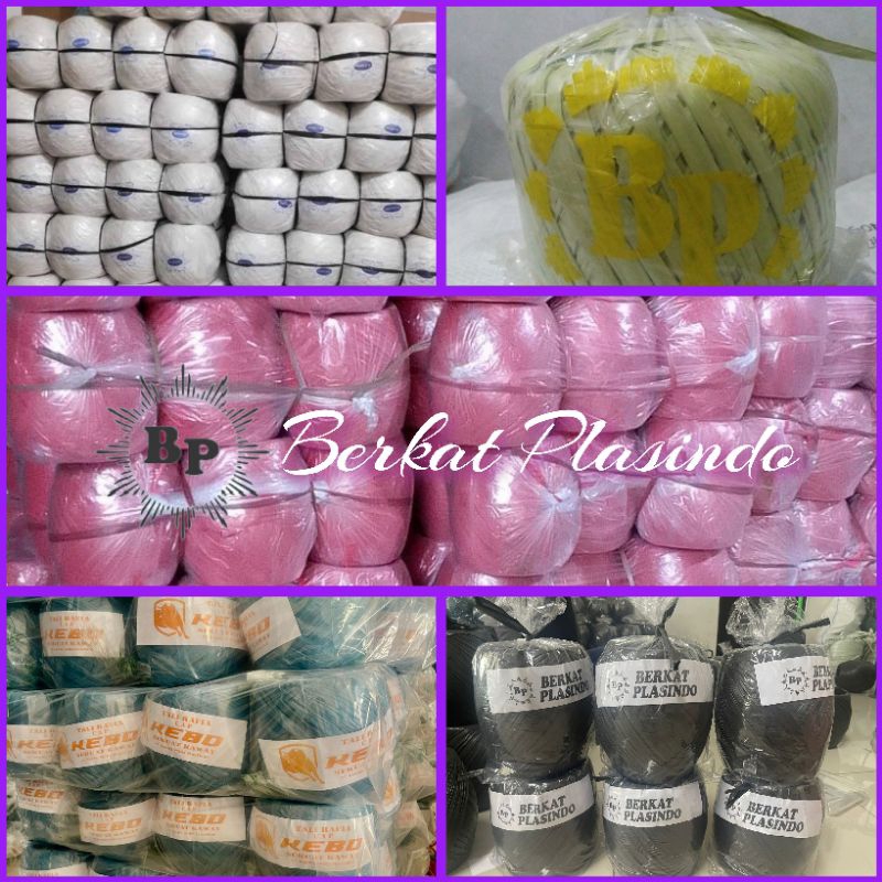 Jual TALI PLASTIK/RAFIA HITAM & WARNA GULUNGAN 1KG FULL/ROLL ISI 15 ...