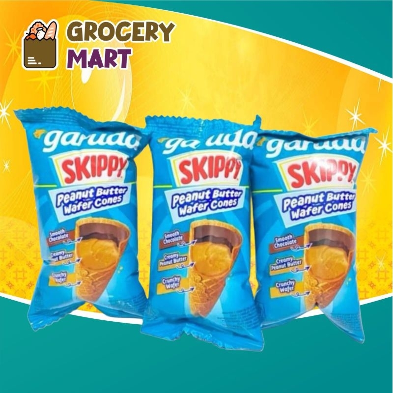Jual (RENCENG) Garuda SKIPPY Peanut Butter Wafer Cones 15gr Isi 10Pcs ...