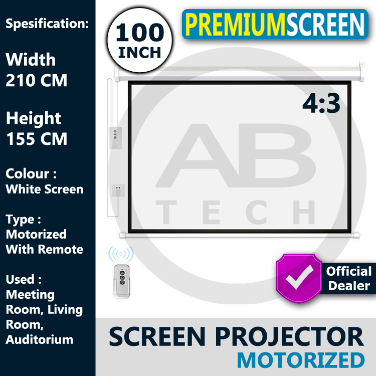 Jual Premium Screen Projector 100 inch Rasio 4:3 Motorized - Layar ...