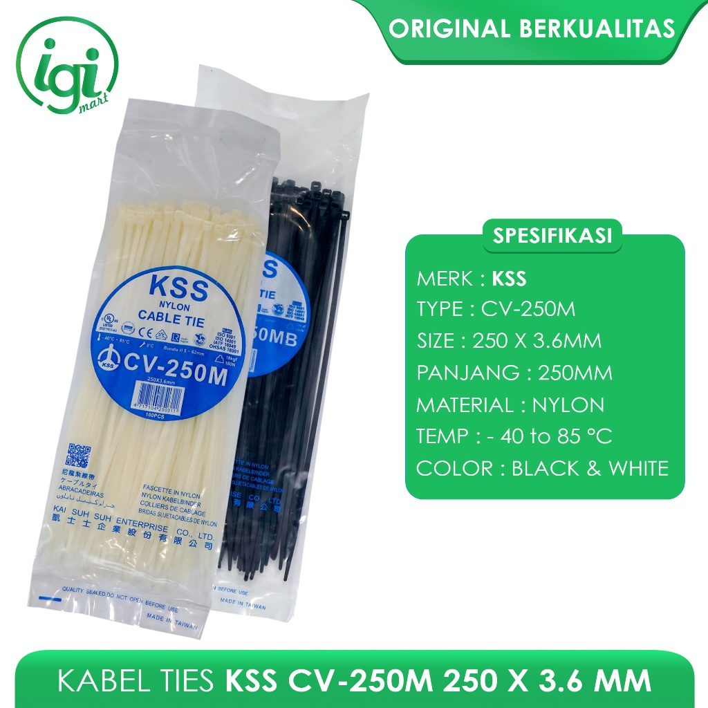Jual KSS CABEL TIE CV250M 250 x 3.6 NYLON KABEL TIES KSS CV250 M 250X3.6MM PENGIKAT KABEL TIS ...