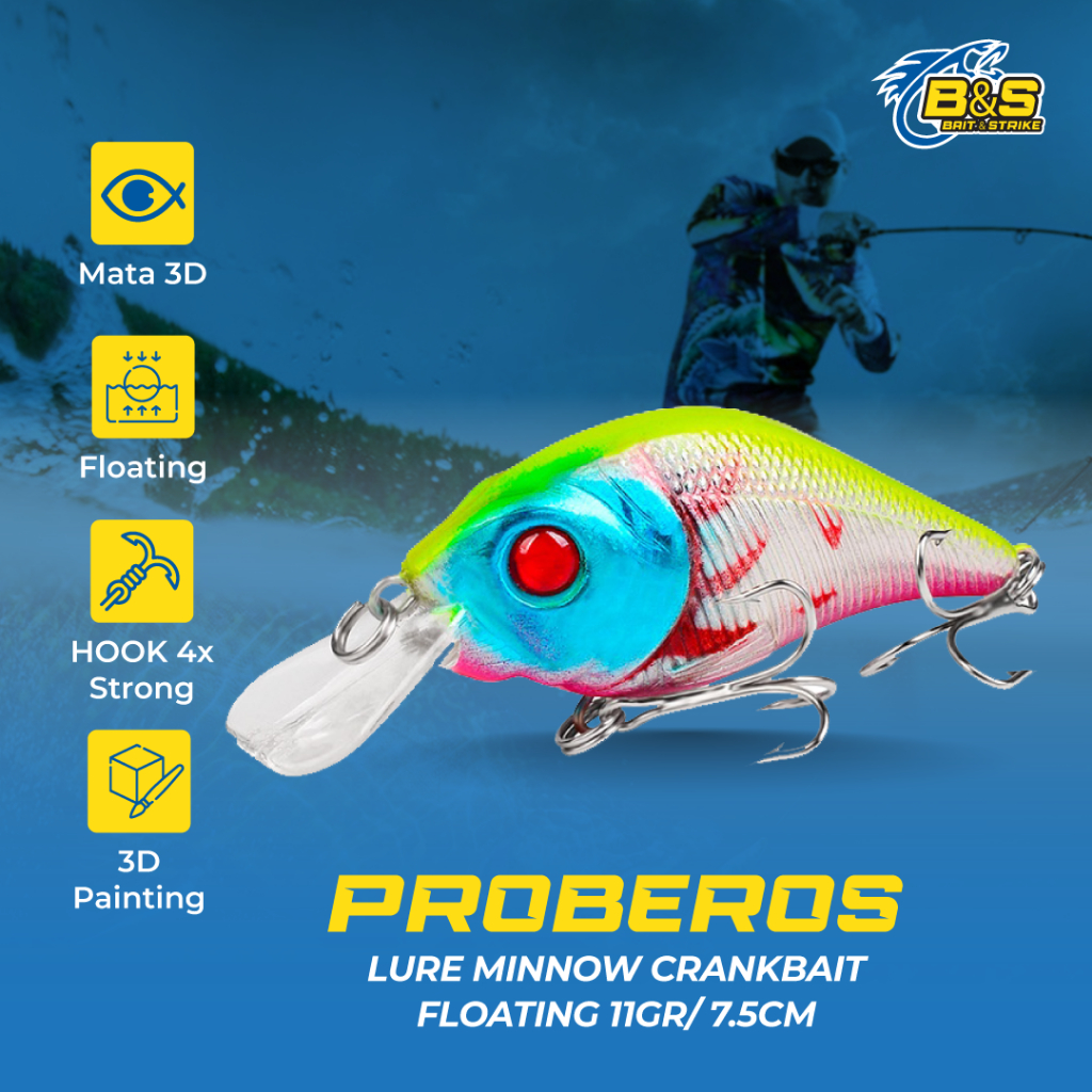 Jual PROBEROS Umpan pancing Minnow CrankBait 11gr / 7.5cm Lure Floating ...