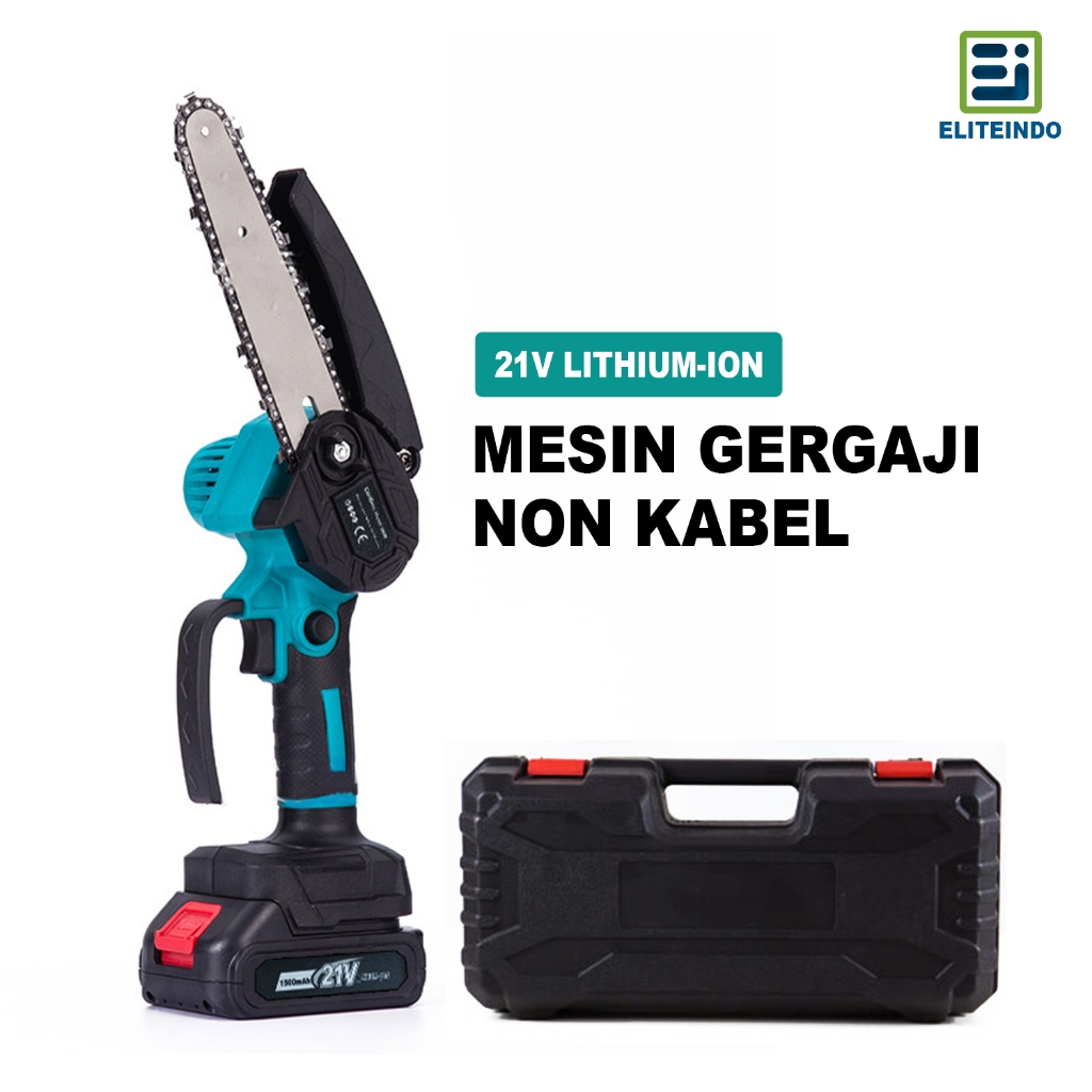 Jual ELITEINDO Gergaji Listrik Mini Tanpa Kabel Portable 6" Chainsaw ...