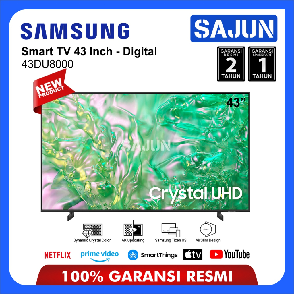Jual Samsung 43DU8000 Crystal 4K UHD Smart TV 43 Inch UA43DU8000KXXD | Shopee Indonesia