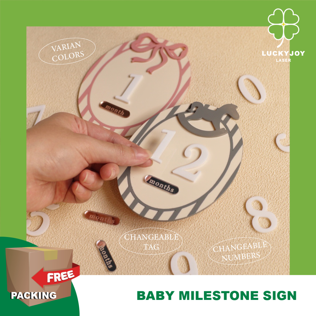Jual Baby Milestone Sign Acrylic Board month angka bulan papan bayi ...