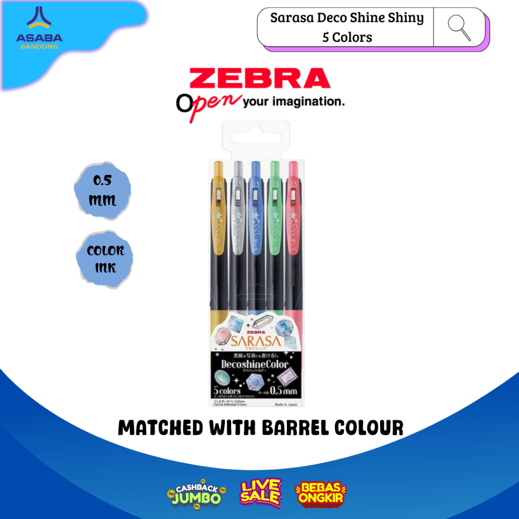 Jual Asaba Bandung - Zebra Sarasa Deco Shine DecoShine Shiny 5 Colors ...