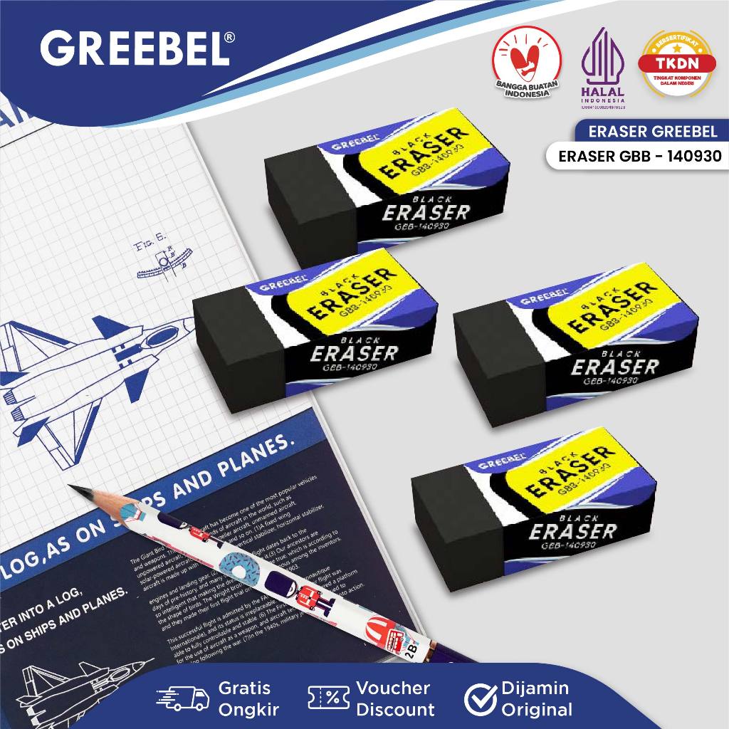 Jual GREEBEL Eraser Stip Hapusan GBB-140930M (PCS) Penghapus Pensil ...