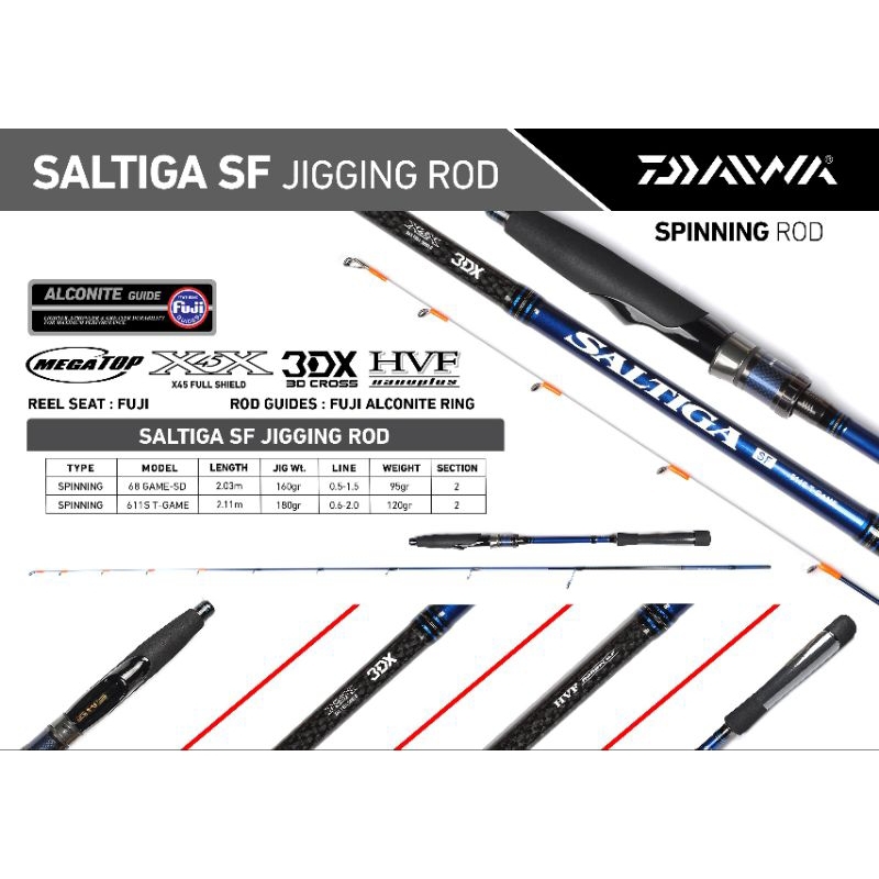 Jual Joran Daiwa SALTIGA SF GAME | SPINNING | OVERHEAD | JIGGING |SAMBUNG 2 | Shopee Indonesia