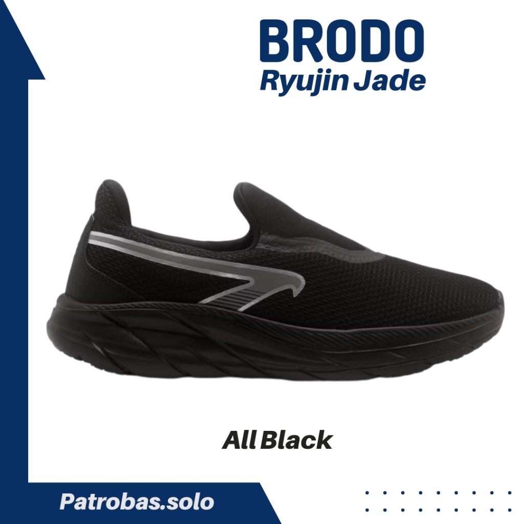 Jual BRODO Active Slip On Ryujin Full Black Sepatu Sneakers Slop Casual ...