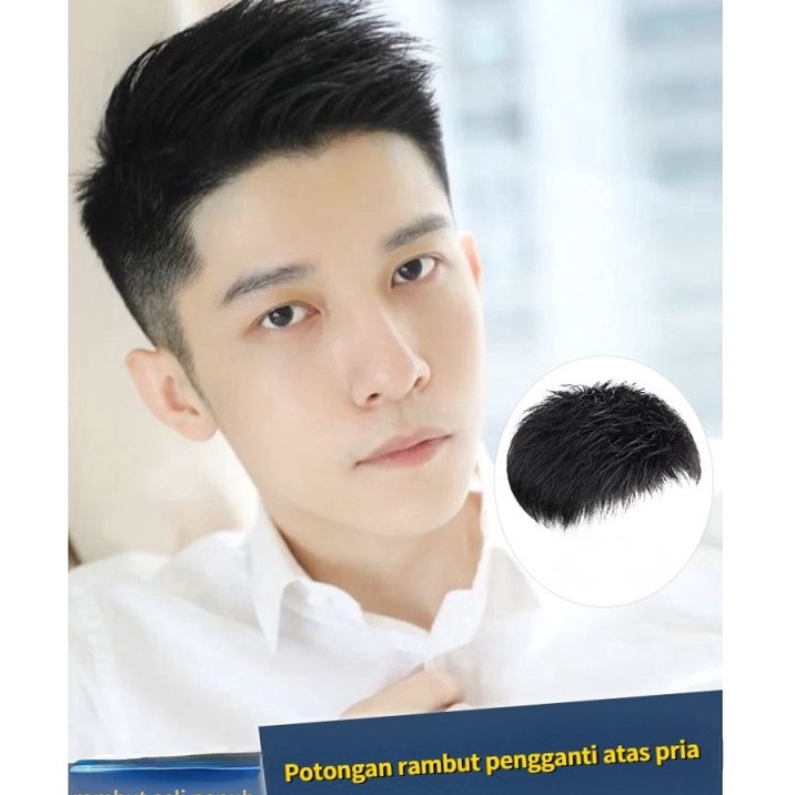 Jual Wig pria rambut pendek rambut asli mulus tak terlihat tak terlihat ...
