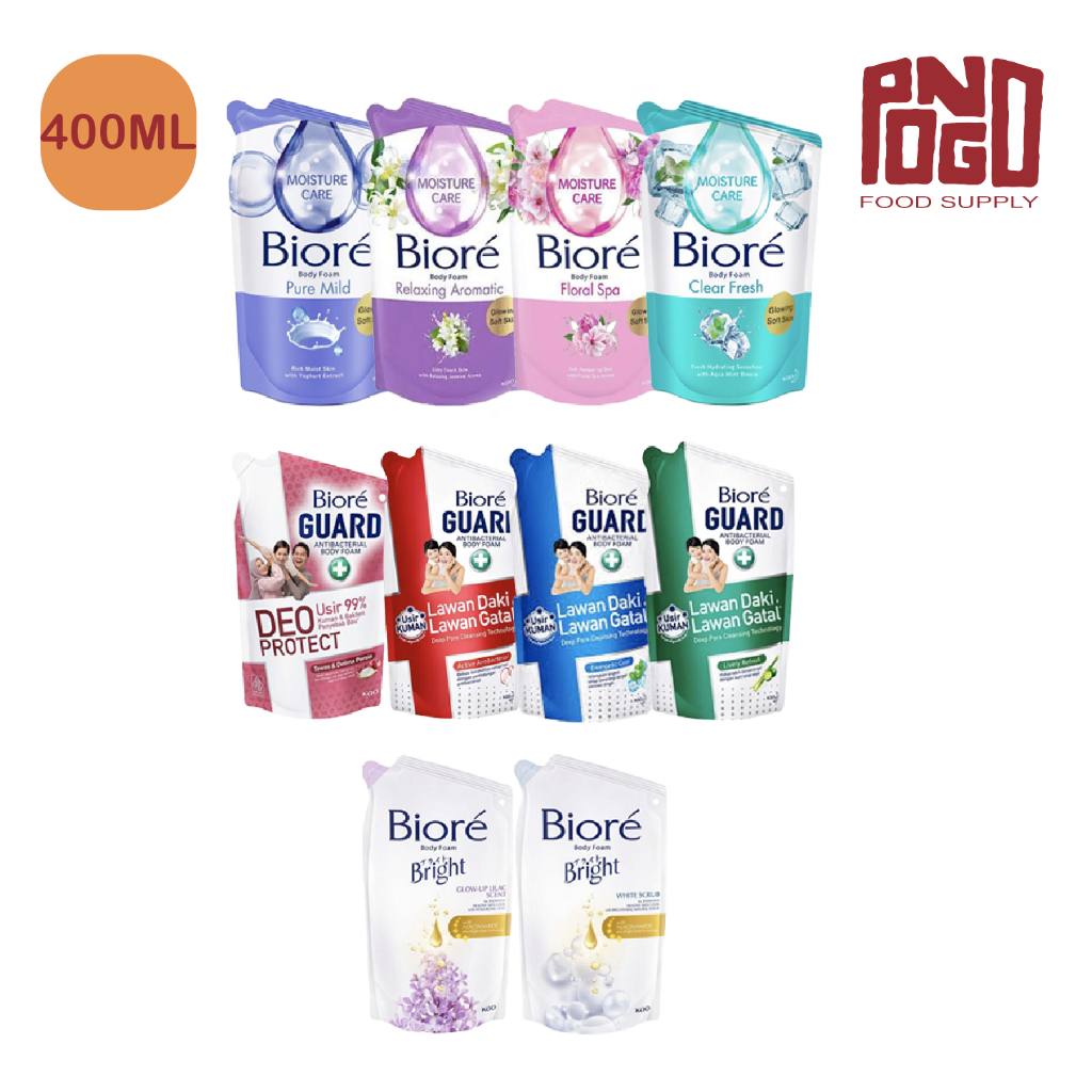 Jual BIORE BODY WASH KEMASAN REFILL 400ML | BIORE SABUN MANDI ALL VARIANT POUCH | Shopee Indonesia