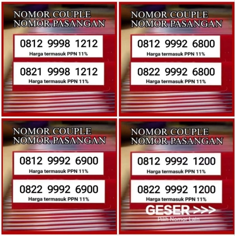 Jual NOMOR CANTIK COUPLE PASANGAN beli 1 dapat 2 ( Suami Vs Istri ...