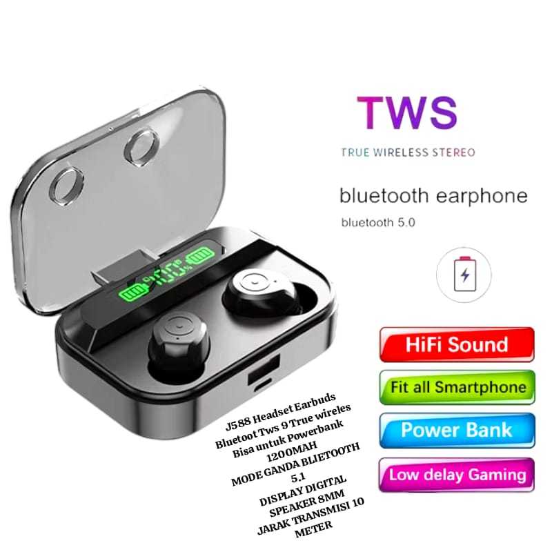 Jual J588 HEADSET EARBUDS INPODS BLUETOOTH TWS TRUE WIRELESS HEADSET ...