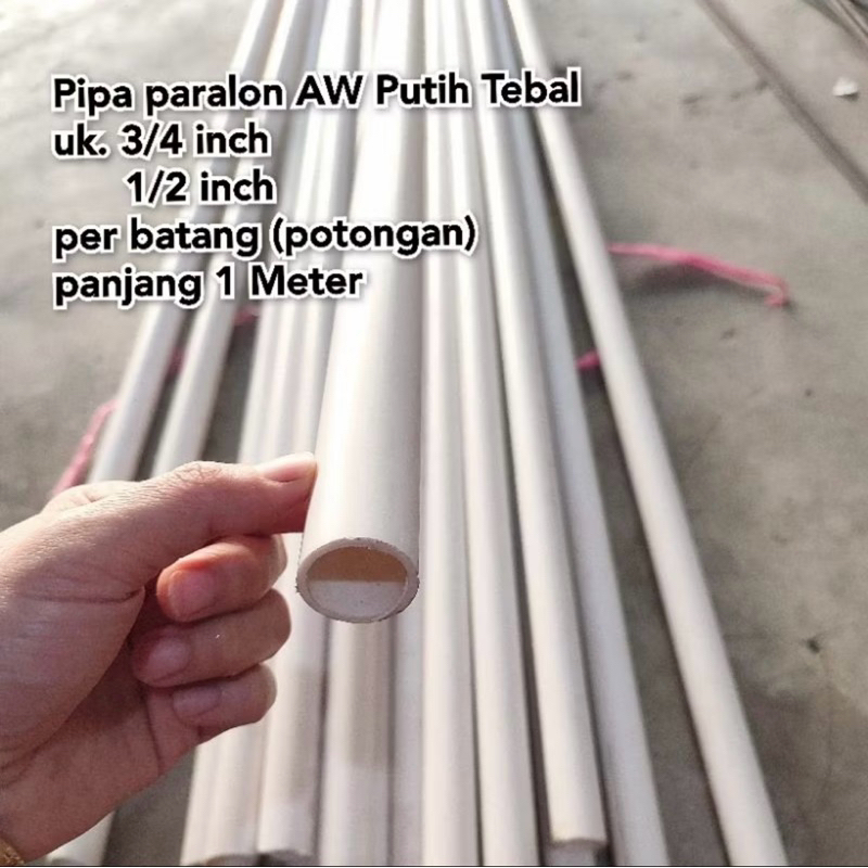 Jual Pipa Paralon 1 meter AW Putih Tebal 1/2” 3/4” potongan per batang ...