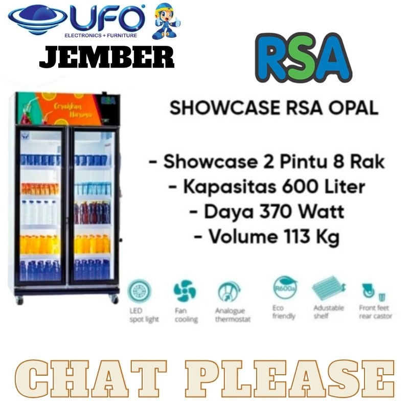 Jual RSA OPAL SHOWCASE 2 PINTU 600 LITER | Shopee Indonesia
