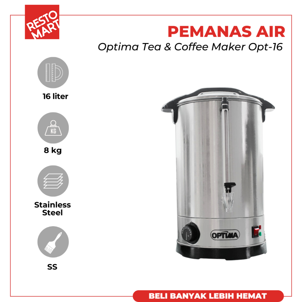 Jual Pemanas Air / Penyajian Teh Kopi Hotel / Opt 16 E2 (A) Optima Tea & Coffee Maker (2315013 ...