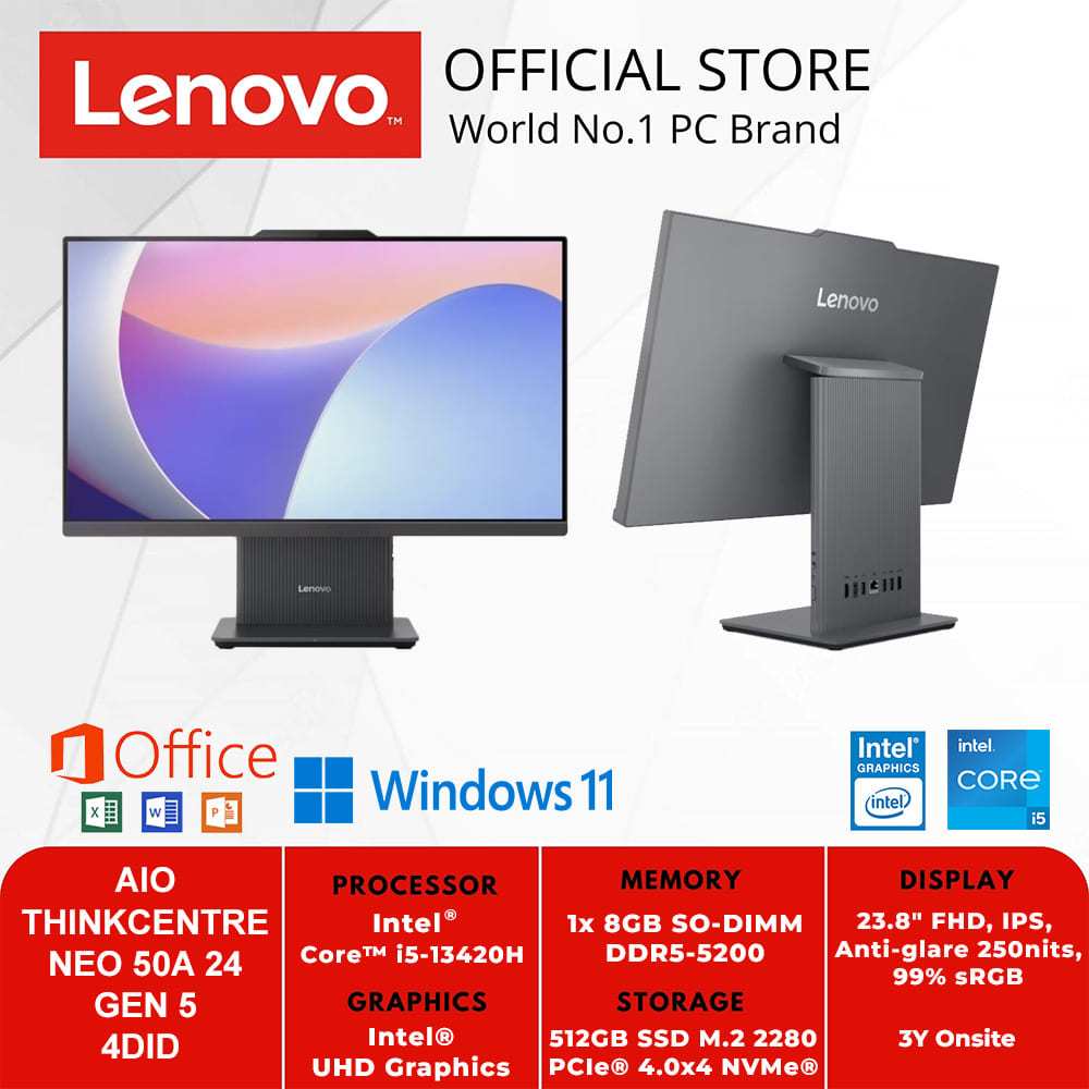 Jual LENOVO AIO ALL IN ONE THINKCENTRE NEO 50A 24 GEN 5 4DID INTEL CORE ...