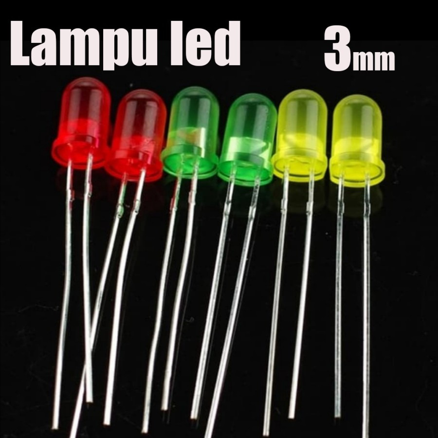Jual lampu led 3mm 3 mm warna hijau merah kuning - dioda diode Diffused ...