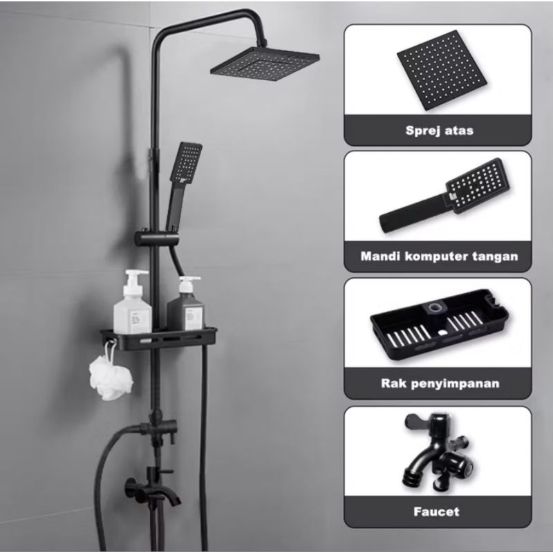 Jual 3 in 1 Shower Set Keran Kran Air Mandi Toilet Bathroom Hitam Black Hand Mode Panas Dingin ...