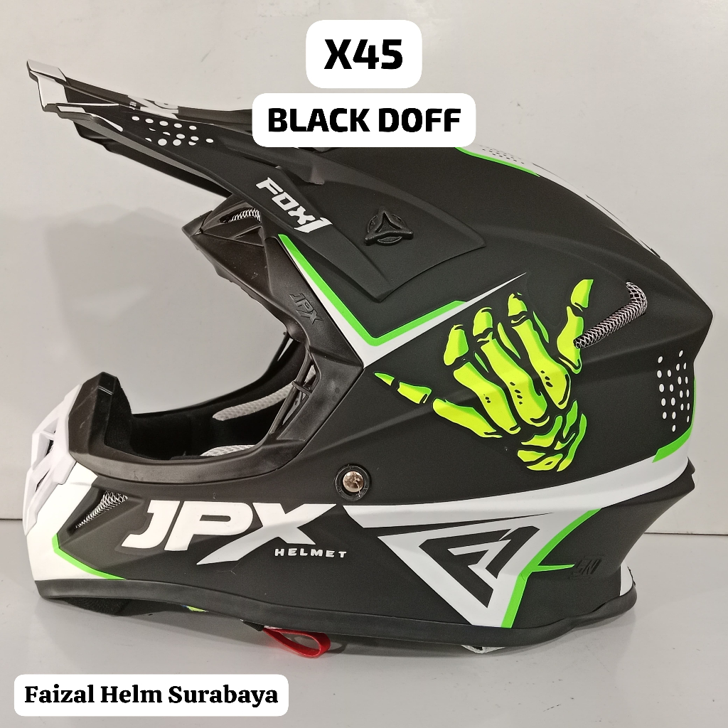 Jual HELM JPX FOX 1 MOTIF SERI X45 BLACK DOFT HELM CAKIL TRAIL CROSS ...