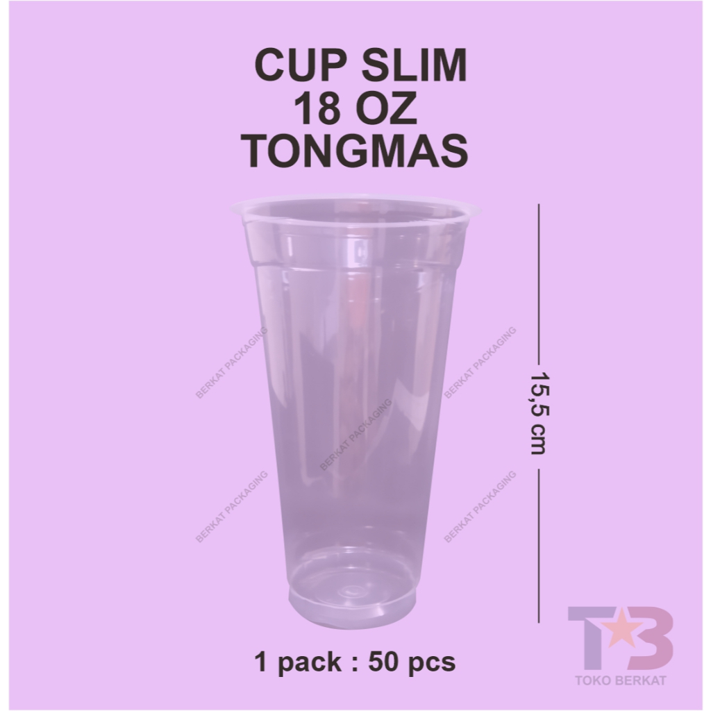 Jual Cup Plastik 18 Oz Slim isi 50pcs TANPA TUTUP merk TONG MAS / Cup Ice 540ml / Gelas Plastik ...
