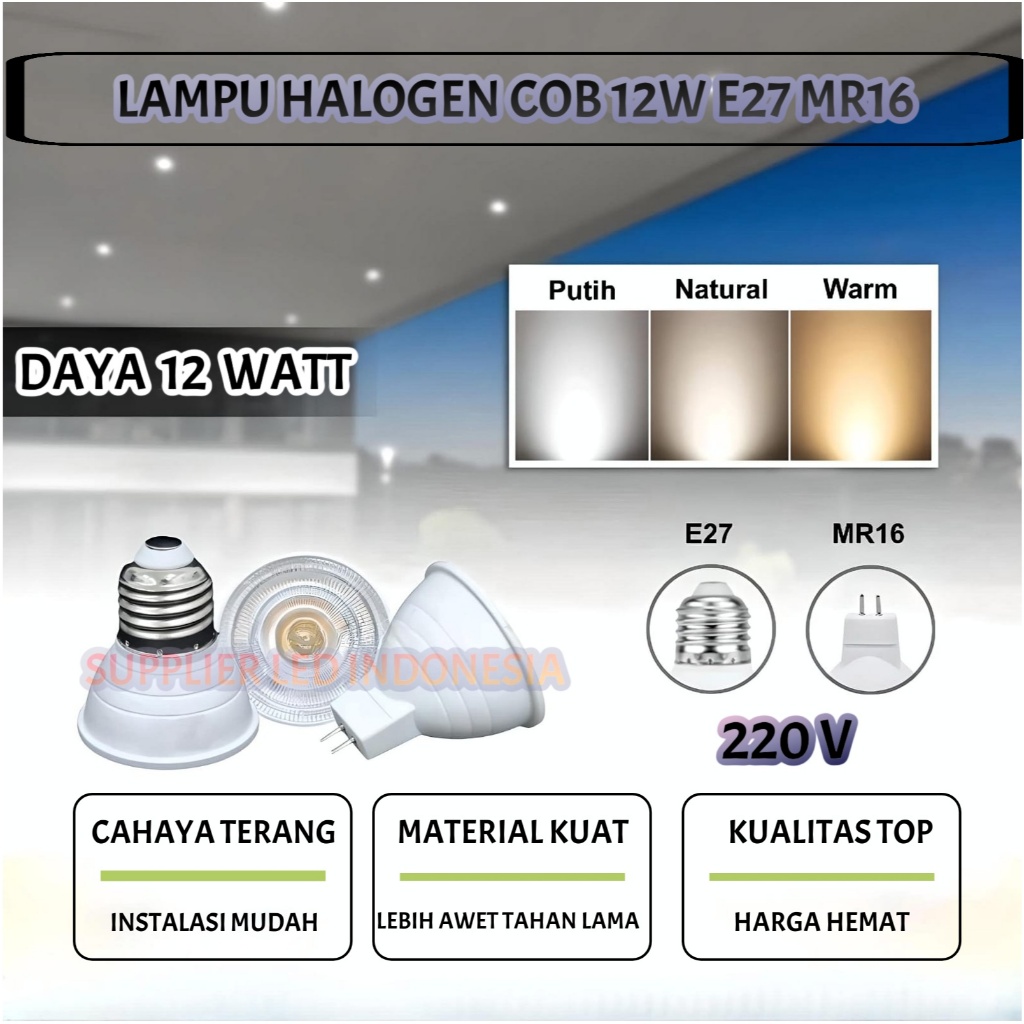 Jual Lampu Halogen LED COB 12w 12 Watt E27 MR16 6W 6 WATT RGB Tusuk ...