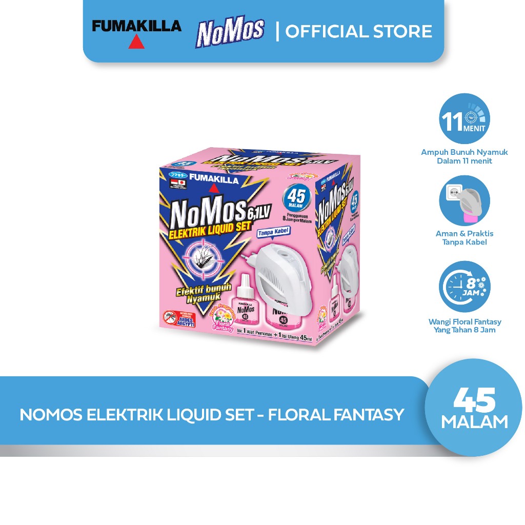 Jual NoMos Obat Nyamuk Elektrik Liquid Device Cordless (Alat + Refill 45 hari) | Shopee Indonesia