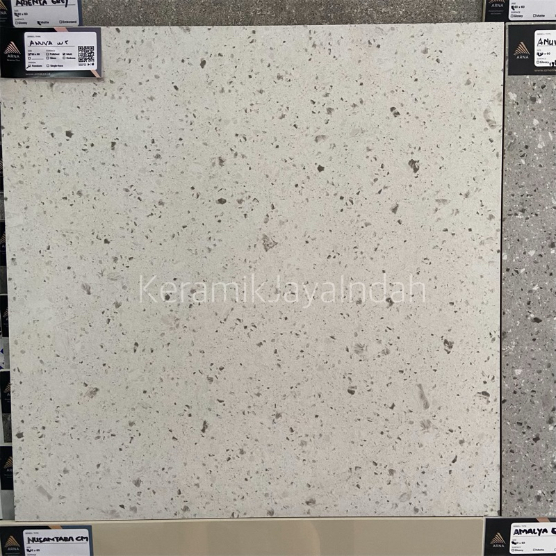 Jual ARNA ANUVA WHITE GREY 60 x 60 GRANITE TILE KERAMIK LANTAI DINDING TERASO TERAZO TERRASO ...