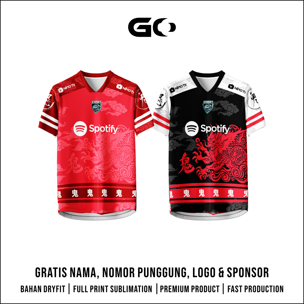 Jual Jersey Kaos Baju Gaming Oni RED edition Custom Esport Gratis Nama ...