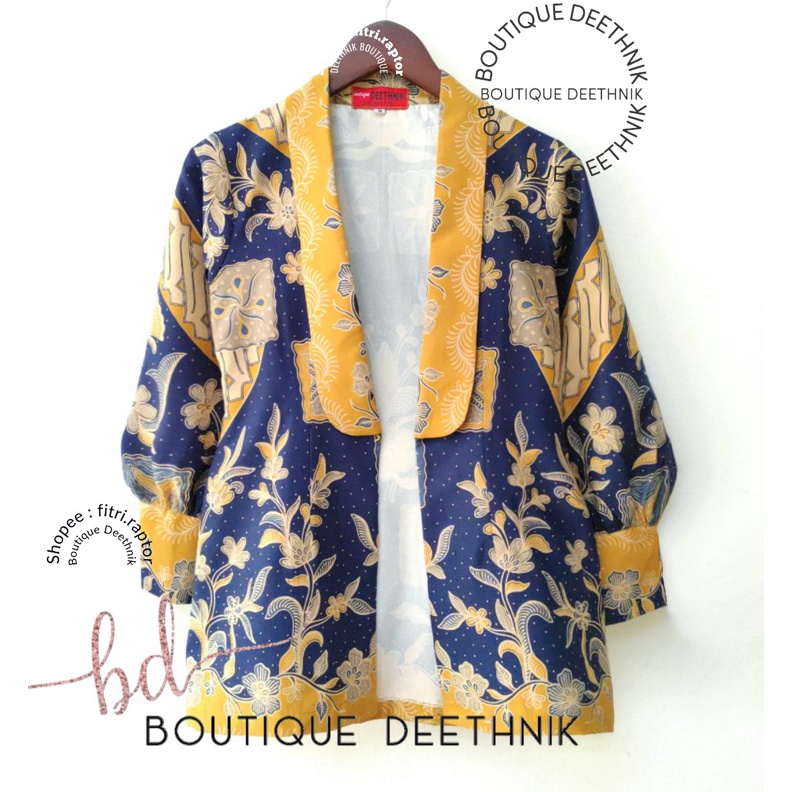 Jual KODE I59A Deethnik baju batik model blazer outer warna navy mix ...