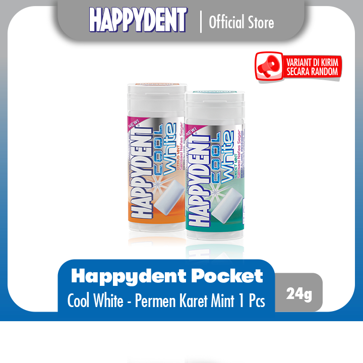 Jual Happydent Cool White Pocket Bottle Citrus/Sweet Mint 28g - Permen ...