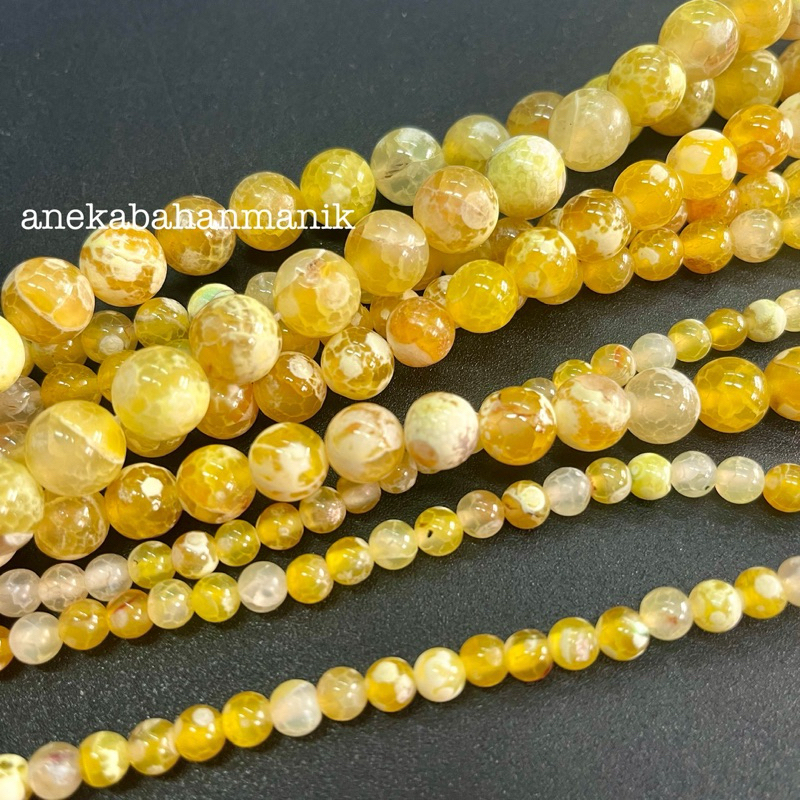 Jual Manik Batu Alam Yellow And White 6mm 8mm 10mm 12mm | Shopee Indonesia